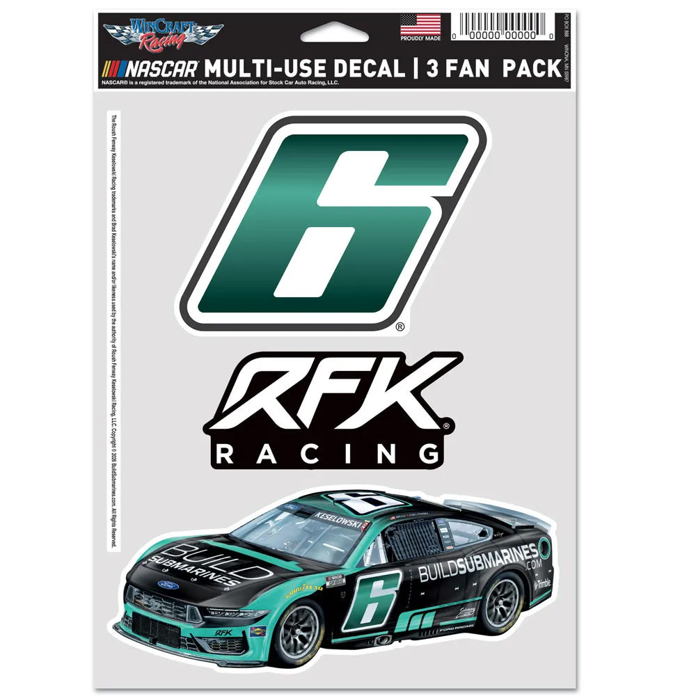 Brad Keselowski 2026 Multi-Use BuildSubmarines #6 Decal 3-Pack– RacingUSA