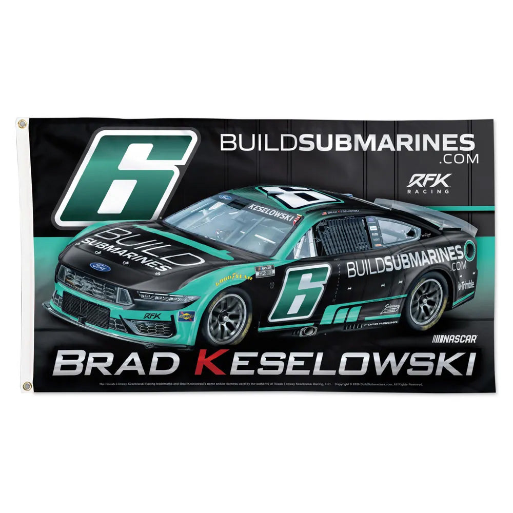 Brad Keselowski 2026 BuildSubmarines #6 Car 3x5 Flag– RacingUSA