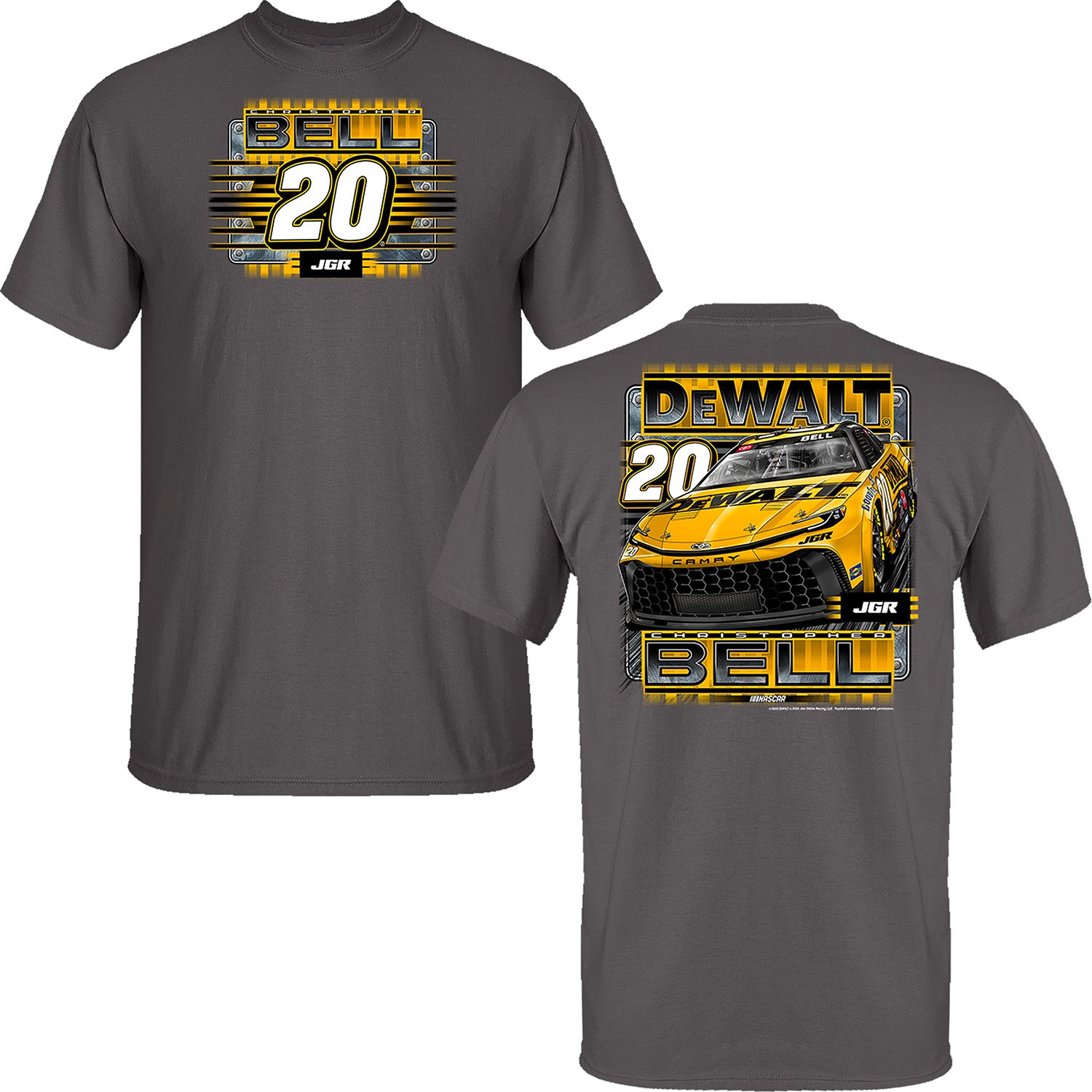 Christopher Bell 2025 DeWalt Charcoal 2-Spot T-Shirt Gray - Sale L