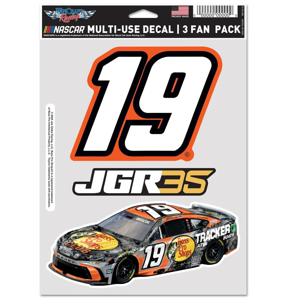 Chase Briscoe 2026 Multi-Use Bass Pro Shops #19 Decal 3-Pack Preorder ...