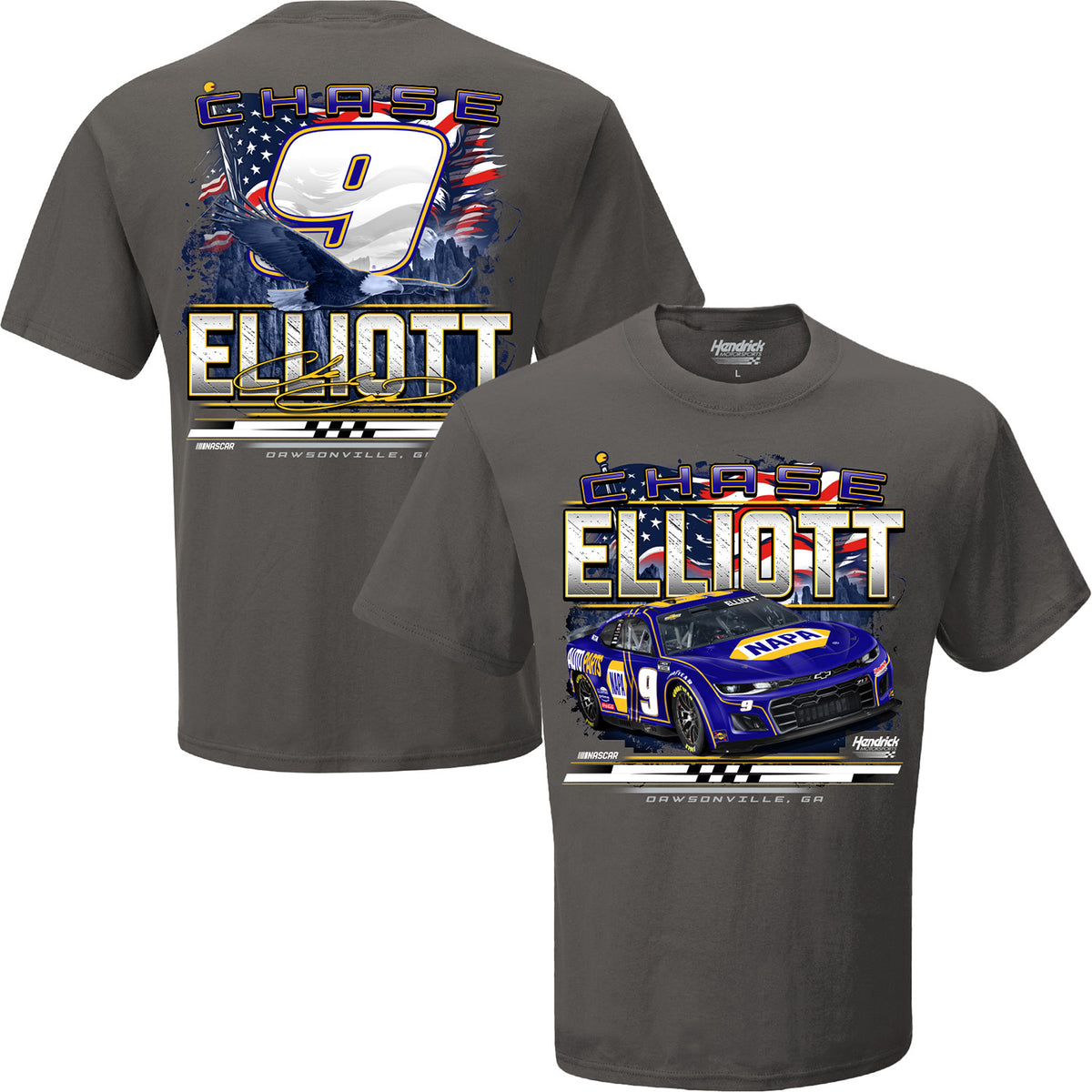 Chase Elliott 2025 NAPA Patriotic Eagle 2-Spot T-Shirt Gray - Exclusiv ...