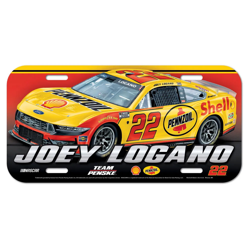 Joey Logano 2026 Shell Pennzoil Plastic Car License Plate– RacingUSA