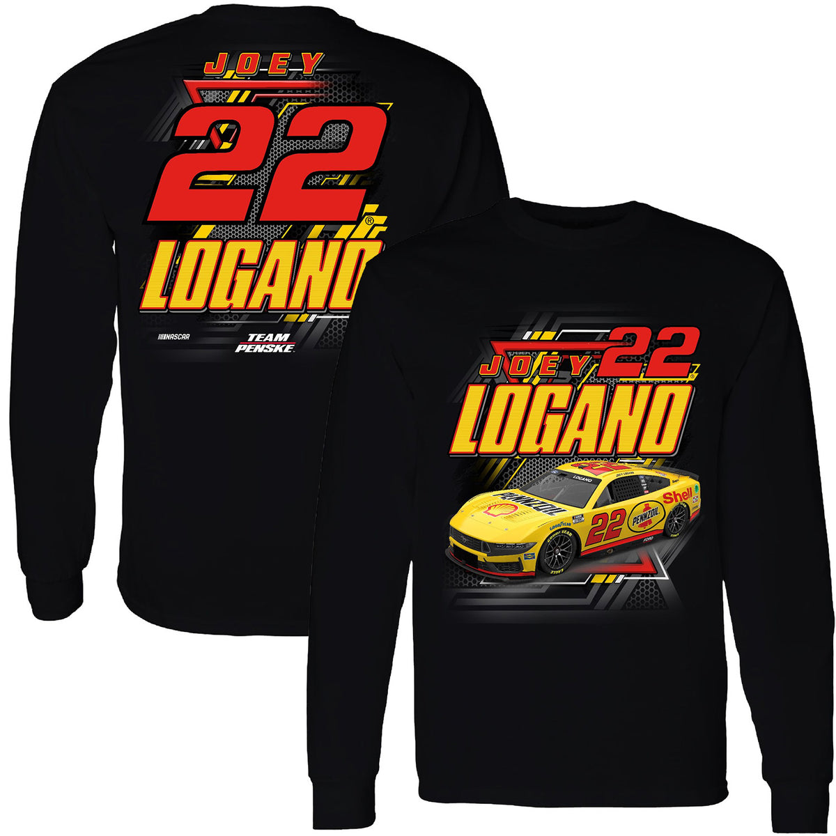 Joey Logano Long Sleeve Shell Pennzoil #22 Car T-Shirt Black - Sale ...