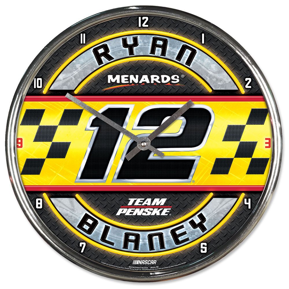 Ryan Blaney 2025 Menards #12 Chrome Wall Clock– RacingUSA