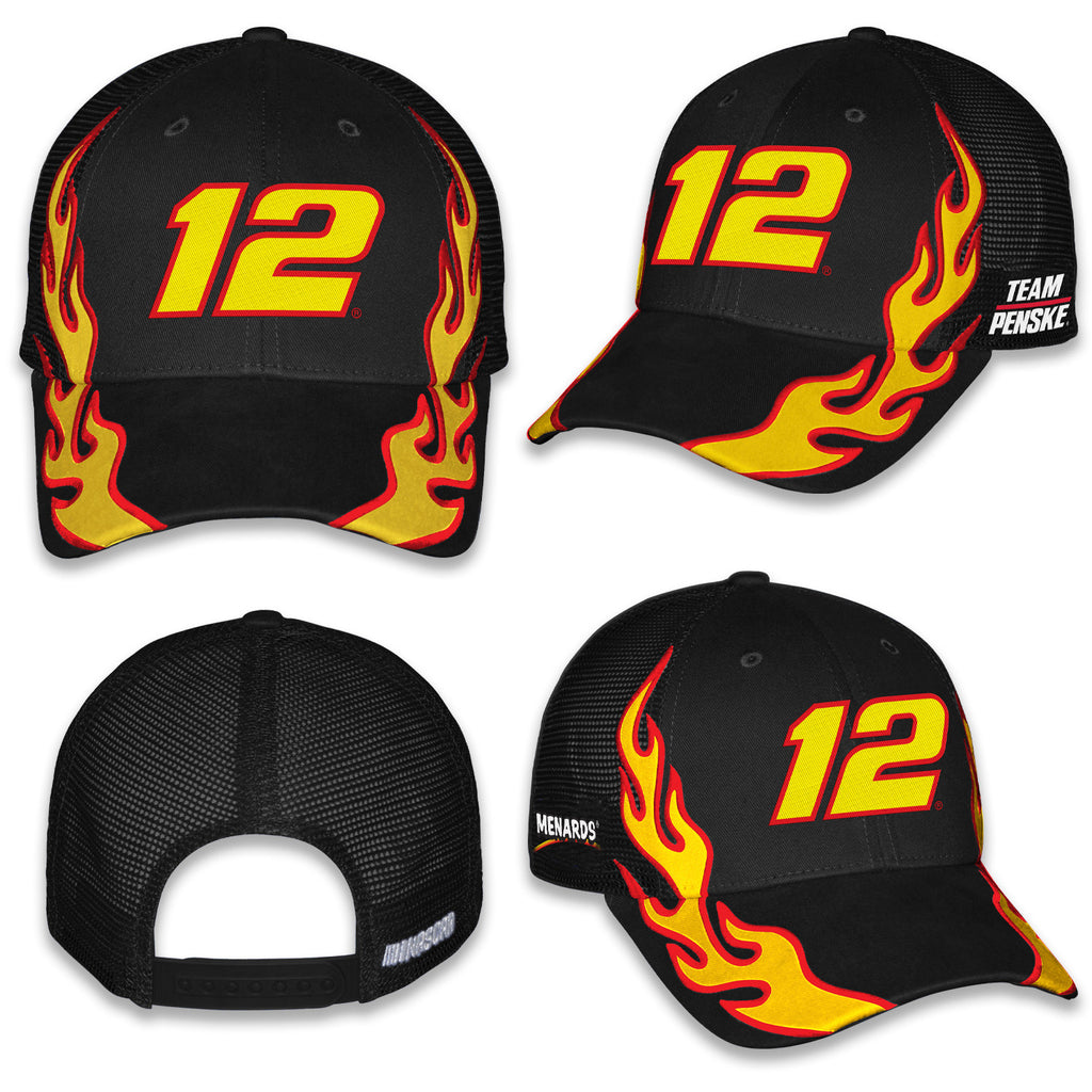 Ryan Blaney 2025 Flame #12 Mesh Hat Black– RacingUSA