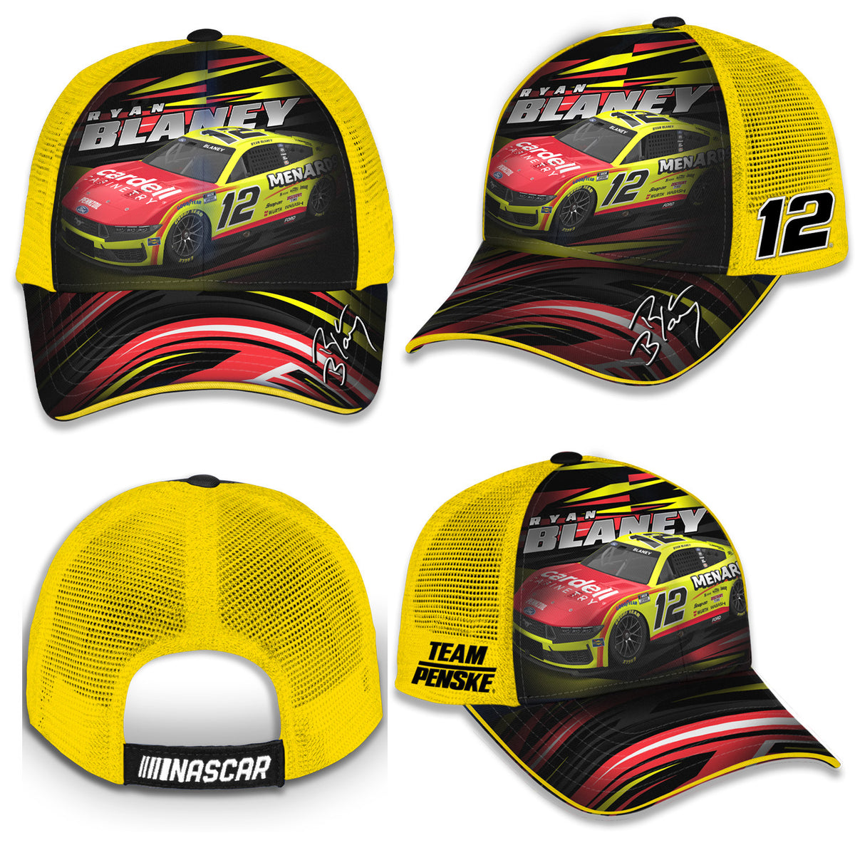 Ryan Blaney 2025 Menards Sublimated Car Mesh Hat Yellow Preorder ...