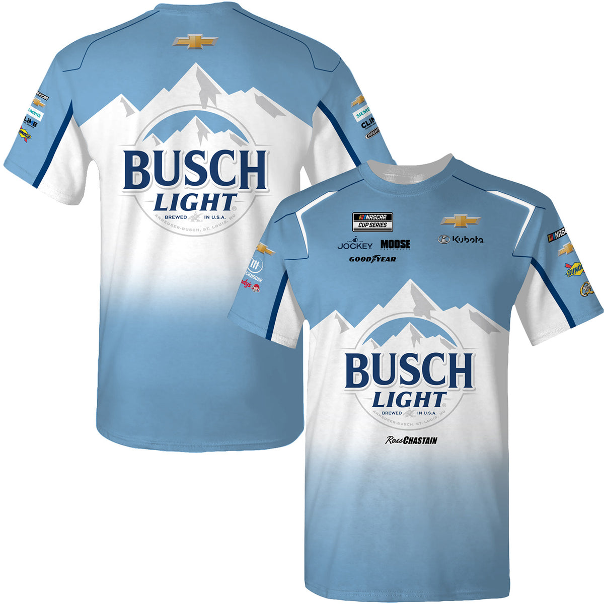 Ross Chastain 2025 Busch Light Sublimated Uniform Pit Crew T-Shirt Pre ...