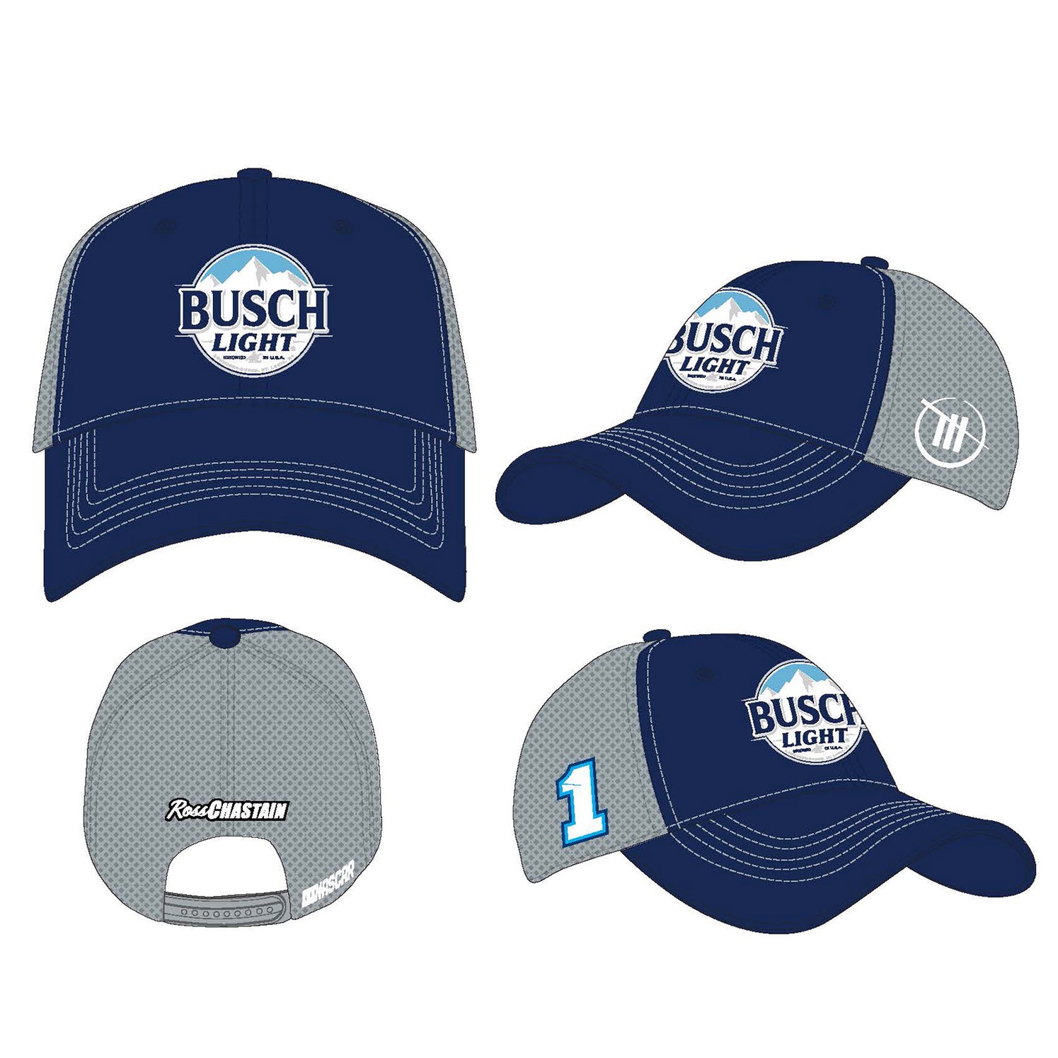 Ross Chastain 2024 Busch Light Sponsor Mesh Hat Blue/Gray Preorder ...