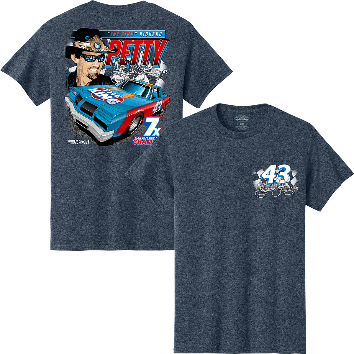 Richard Petty 2026 The King #43 Heather Navy 2-Spot Classic Ink T-Shir ...